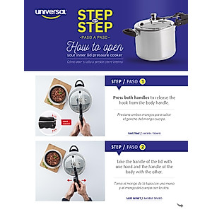 Universal 6.3 Quart / 6 Liter Pressure Cooker, 7 Servings, Pressure Canner With Multiple Safety Systems and Heat Resistant Handles For Can, Soup, Meat, Beans