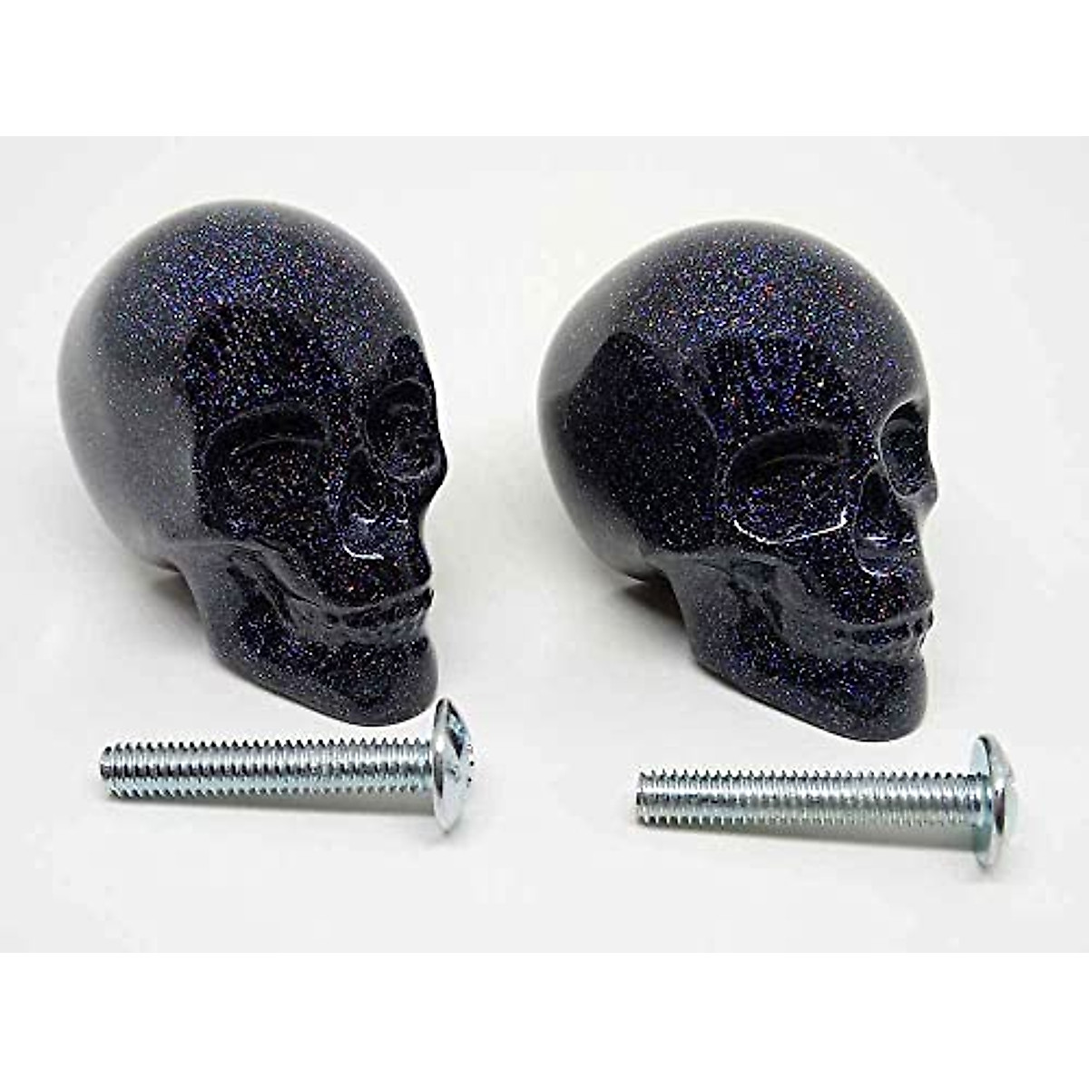 Black Holographic (HOLO) Cabinet Skull Knobs and Pulls (Set of 2)