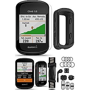 Garmin Edge 530 (Sensor Bundle) GPS Bike Computer with HRM, Speed/Cadence Sensors, Silicone Case (Black) & Tempered Glass | Cycle Maps, VO2 Max, Popularity Routing | Cycling Computer | 010-02060-10