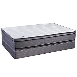 Mayton 13-Inch Firm Euro Top Double Sided Foam Encased Innerspring Mattress Set with 4" Split Wood Box Spring, Queen Black.