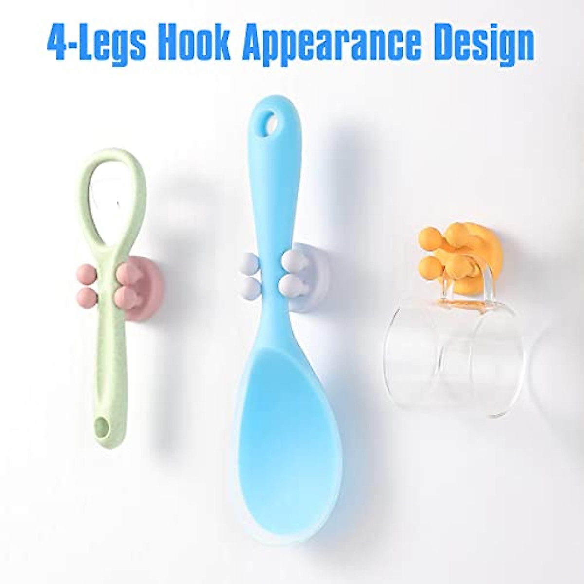 JONKEAN 6 Pcs Razor Holder for Shower Wall, Shower Hooks for Loofah, Plug Self Adhesive Hooks, Stick on Hooks for Hanging, Waterproof Damage Free Hanging Hooks for Kitchen Bathroom Office