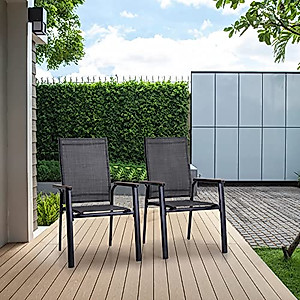 Sophia & William Patio Dining Chairs Aluminium Lightweight Textilene Outdoor Dining Chairs Stackable 2 Pieces Patio Chairs for Lawn Garden Backyard Pool