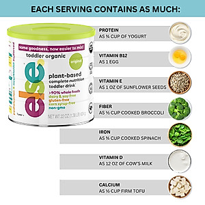 Else Nutrition Toddler Formula 12-36 mo., Plant Based Toddler Nutritional Drink - Soy & Dairy Free, Lactose Free - Complete Baby Formula (12-36 mo.), Protein Powder w/ 20+ Vitamins (22oz, 2-Pack)