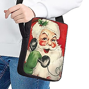 BIGCARJOB Xmas Gifts Crossbody Totebags for Womens Girls,Funny Christmas Santa Claus Print Mini Messenger Bags Zipper Wallet Boys Girls Cute Purse Sling Shooulder Handbags
