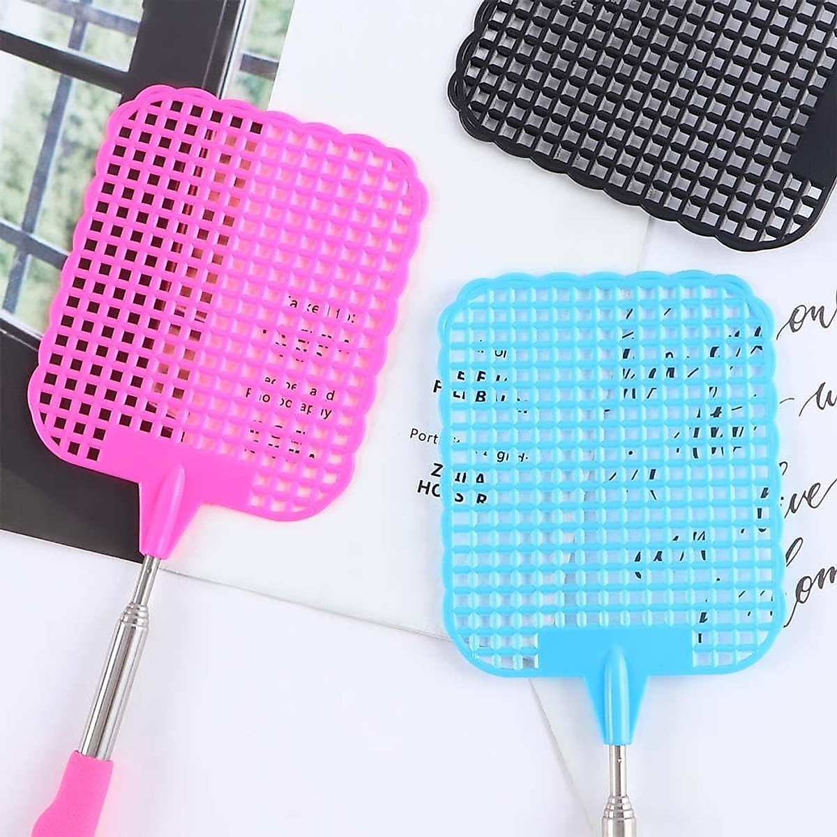 Extendable Fly Swatter Telescopic Plastic Flies Killer Manual Fly Swatter Heavy Duty Plastic Fly Swatter for Indoor Outdoor(Yellow)