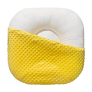 Newborn Baby Lounger with Super Soft Premium Minky Dot Baby Lounger Cover, 25 x 25 x 9/6 inches Infant Floor Seat, Newborn Essentials, Ultra Comfortable, Safe for Babies (Yellow)