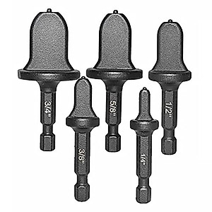Yakamoz 5pcs Copper Pipe Swaging Tool Copper Tube Expander 1/4" Hex Shank Drill Bit Flaring Set for HVAC Air Conditioner Repairing Swage Tools