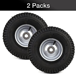 (2 Pack) 15 x 6.00-6 Tire and Wheel Set - for Lawn Tractors with 3” Centered Hub and 3/4" Sintered iron bushings