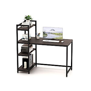 XINDACLOVER Study Table 47 inch Desk, Computer Desk with Storage Shelves, Work Table for Home Office, Modern Simple Style Laptop Table for Bedroom Small Spaces,Study Writing Working Table (Black Oak)