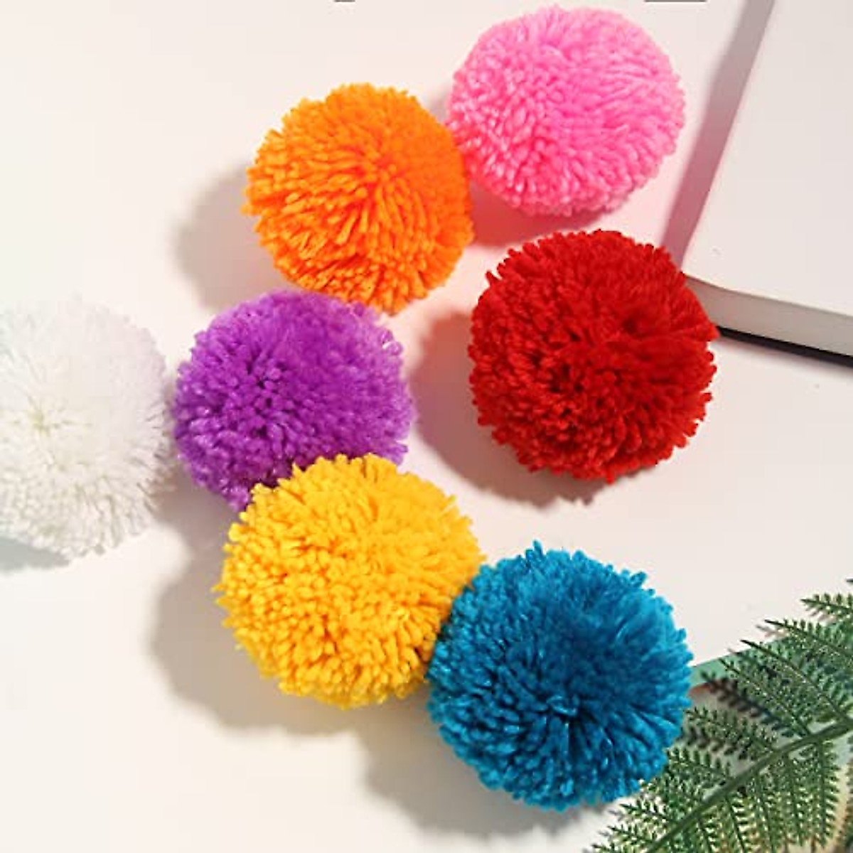 20 Pcs Large Yarn Pom Poms-2 Inch Made to Order Acrylic Yarn Balls for Hats Or Party Decorations-DIY Craft Pompoms (Mixed, 2ich)