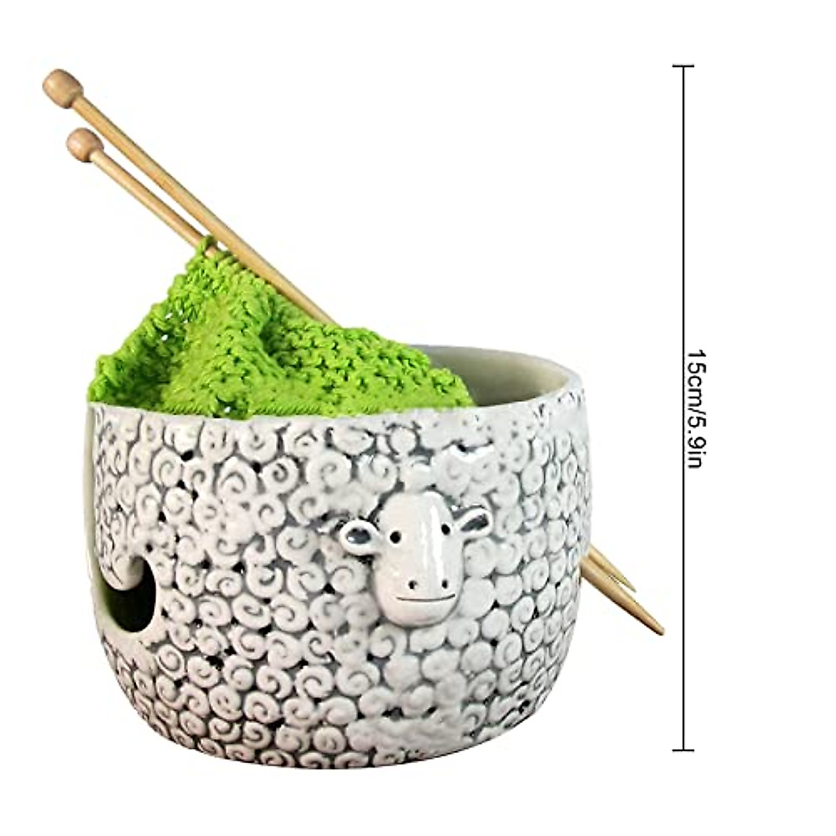 FGYZYP Resin Yarn Bowl, Sheep Knitting Bowl, Decorative Yarn Ball Holder, Handmade Craft Knitter Storage Supplies Organizer Crocheting Accessories for Mothers Day Christmas Day Gifts