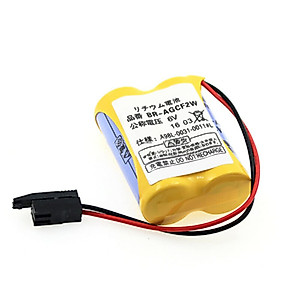 BAOBUTE 2PCS 2200mAh BR-AGCF2W 6V PLC Replacement Battery A98L-0031-0011 with Black Plug for Fanuc System, 17MM*34MM*45MM
