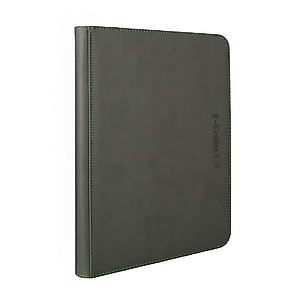 BCW Z-Folio LX Zipper Portfolio - Premium Gray Leatherette 12-Pocket Playset Album - Secure Zipper - 480 Card Capacity - Card Collector's Dream - Card Organizer - Trading Card Storage