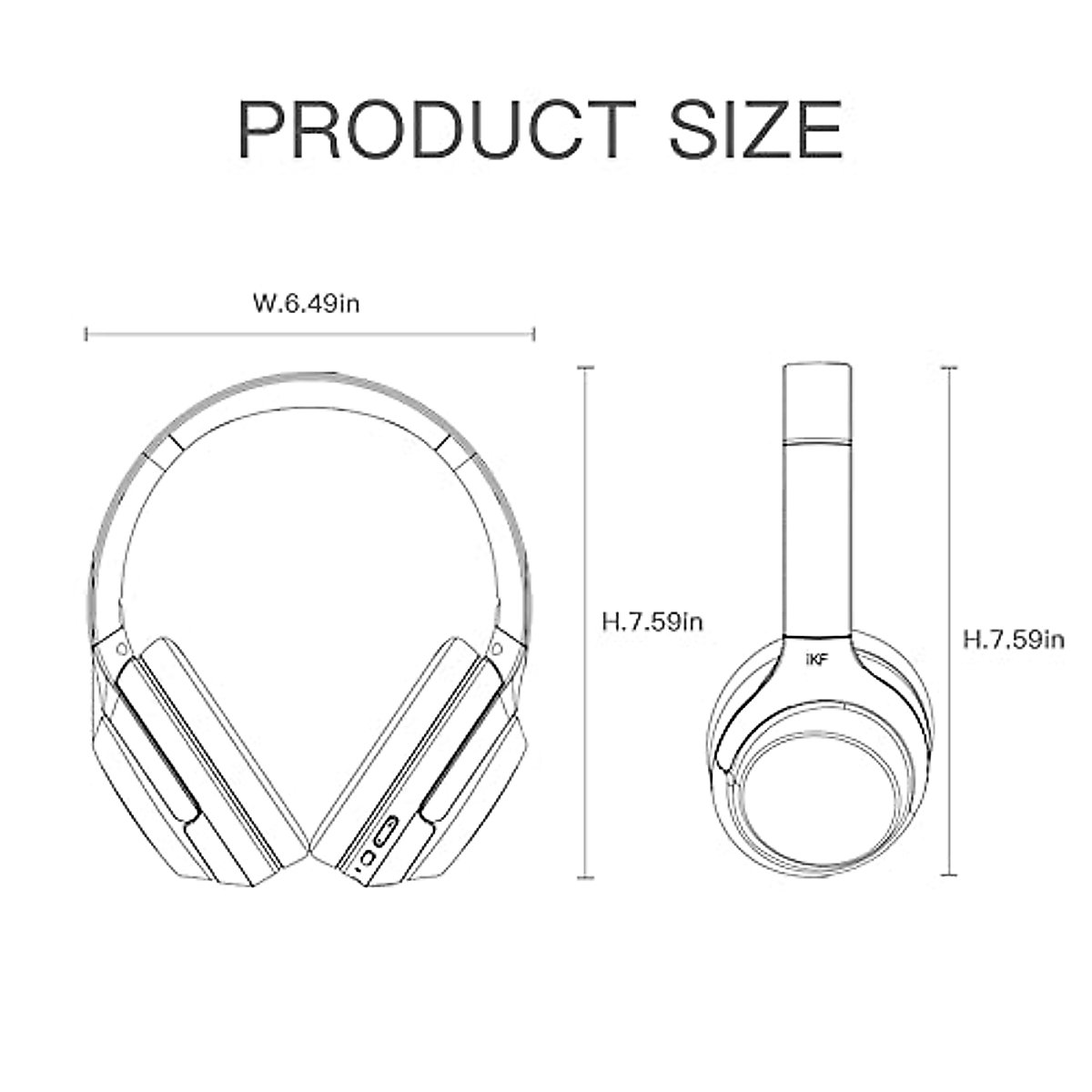 iKF T1-Wireless Wired Headphones Call Noise Cancelling Bluetooth Headset Bass Stereo Sound 50 Hours Using Time Built-in Microphone Pairing 2 Devices Compatible iOS/Android (Off-White)