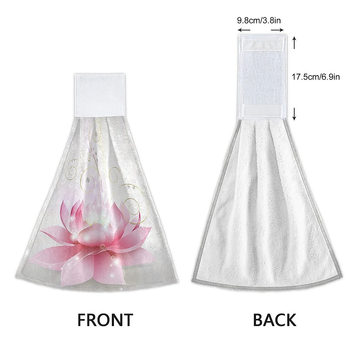 Boccsty Lotus Flower Hanging Kitchen Towels 2 Pieces Glitter Floral Dish Cloth Tie Towels Hand Towel Tea Bar Towels for Bathroom Farmhous Housewarming Tabletop Home Decor