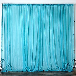BalsaCircle 10 feet x 10 feet Turquoise Sheer Voile Backdrop Drapes Curtains 2 Panels 5x10 ft - Wedding Ceremony Home Decorations