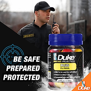 Duke Plus 68 Caliber Self Defense Balls - Non Lethal 68 Cal Ammo, Pepper Spray Paintballs, Pepper Spray Ammo, Defense Spray Projectile, Pepperspray Rounds, Pepper Gas Spray Rounds - 25 Count - 5% PAVA