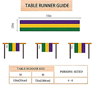 Jiudungs Linen Mardi Gras Table Runner 72 Inches Long Mardi Gras Table Decor New Orleans Mardi Gras Brazil Carnival Decoration and Supplies for Home Kitchen