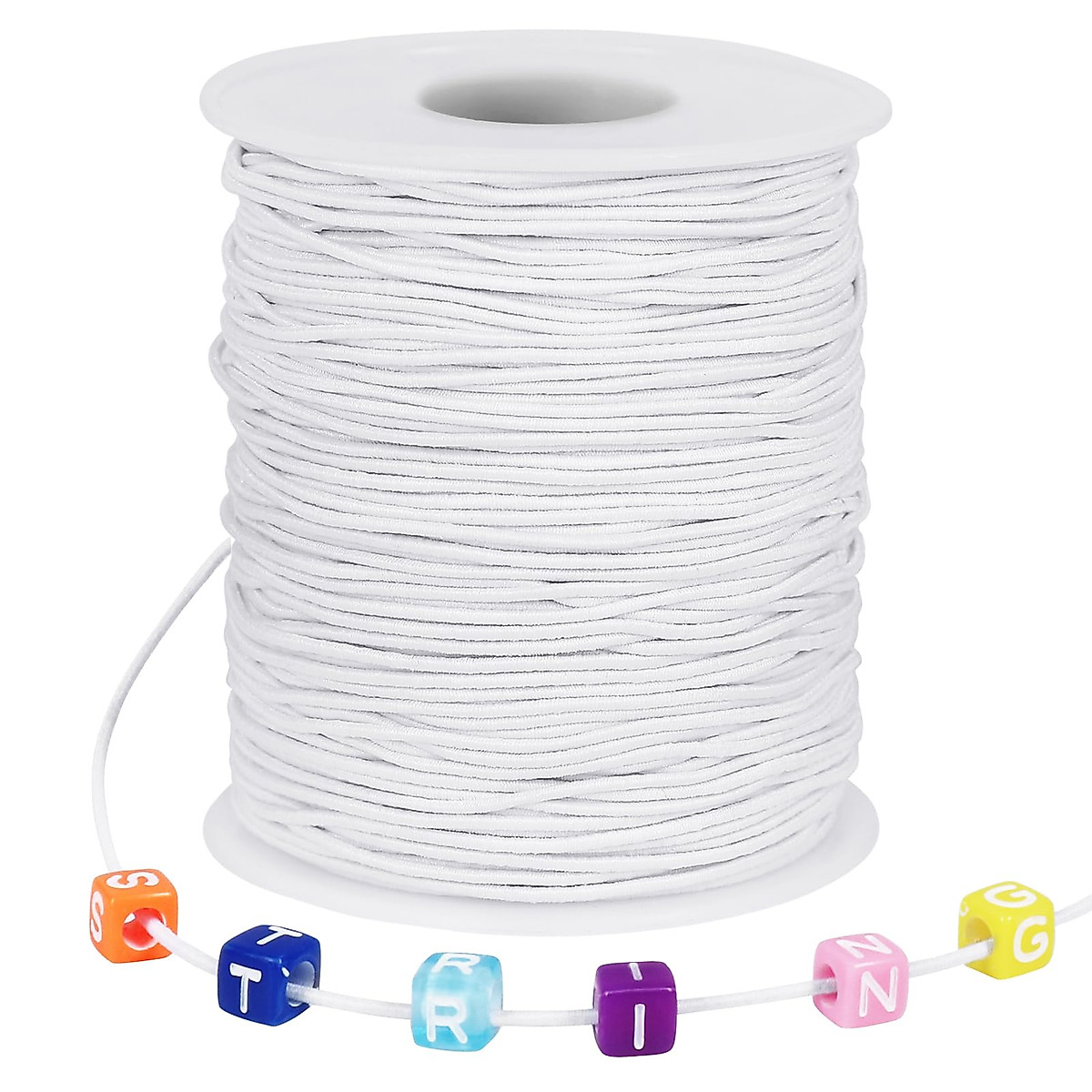 White Elastic String, 328 Feet 1mm Stretchy Bracelet String Bead Cord for Bracelets, Necklaces, Jewelry Making, Beading, Pony Beads and Crafts
