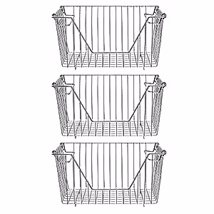 Homics Stackable Storage Wire Baskets, Freezer Baskets for Chest Freezer Open Front Pantry Organization and Storage Fruit Vegetable Baskets Potato and Onion Organizer Bins, 3 Packs