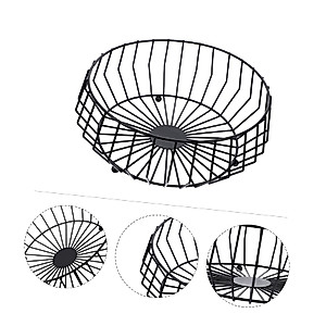 ADOCARN 1pc Iron Fruit Plate Wire Storage Baskets Wire Fruit Storage Basket Wire Vegetable Basket Kitchen Iron Food Basket Round Utensil Tray Tea Table Fruit Basket Candy Metal Dessert