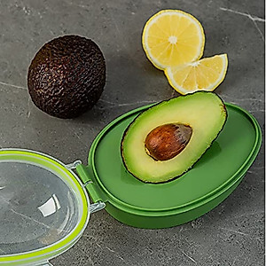 Avocado Saver Holder, Plastic Fruit Keeper, Reusable Avocado Storage Container, with Silicone Sealing Ring, Keep Fresh Vegetable Storage Container, for School, Camping(Green)