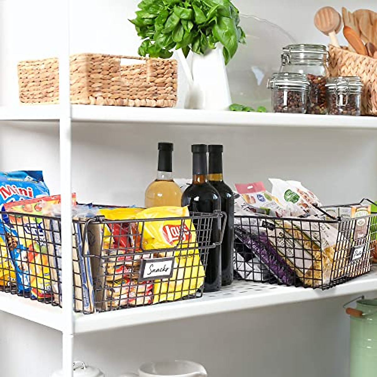 Granrosi XXL Wire Baskets For Storage Pantry Baskets, Set of 2 Wire Storage Baskets, Wire Baskets for Organizing, Large Wire Basket, Kitchen Organization Baskets, Metal Basket for Storage - XXL - Bronze