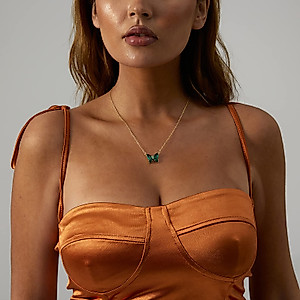 VIROMY Dainty Butterfly Pendant Necklace for Women 18K Gold filled Minimalist Cubic Zirconia Butterfly Pendant Cute Gold Chain Necklaces for Women