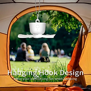 UNbeaten Portable Camping Fan for Tents with Hanging Hook, 8000mAh Battery Operated,Remote Control,Timer,4 Speeds,USB Rechargeable for Camping Outdoor