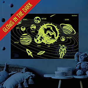 Glow in The Dark 100 Piece Galaxy Puzzle for Kids - Space Jigsaw Puzzles Toys for Boys & Girls Ages 6-8 - Christmas Birthday Gifts for Age 6 7 8 Year Old Toddler Boy Girl Gift - Planet Toy