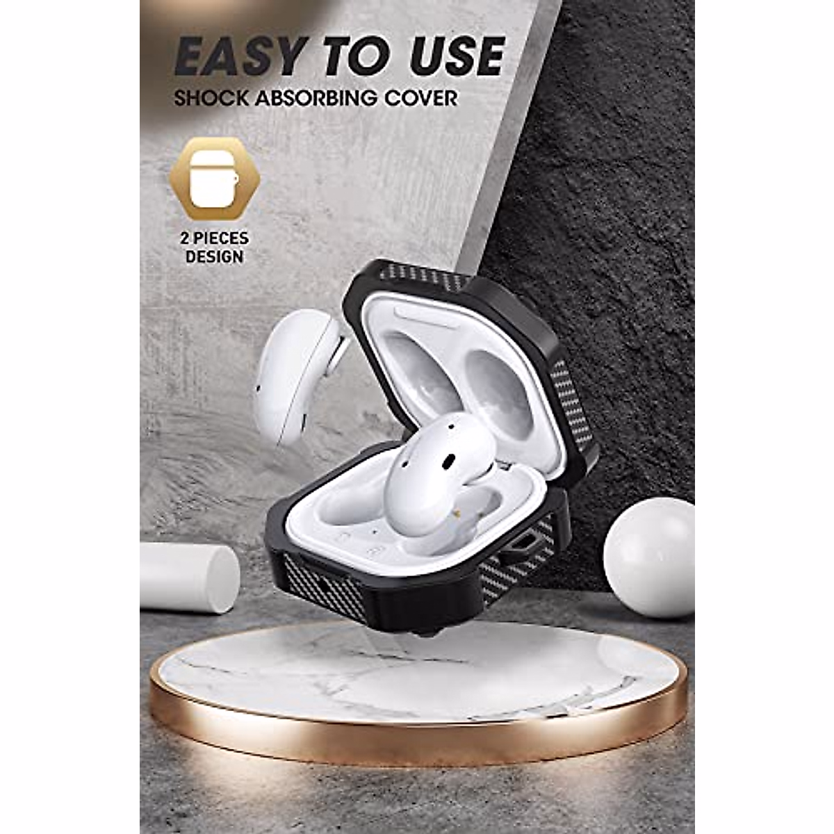 SUPCASE Unicorn Beetle Pro Case for Galaxy Buds 2 Pro / Galaxy Buds 2 / Galaxy Buds Pro / Galaxy Buds Live, Full-Body Rugged Protective Case with Carabiner (Black)