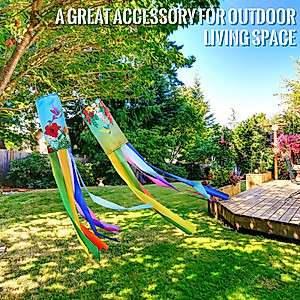 2 Pcs 40 Inches Twin Hummingbird Windsock, Decorative Spring Wind Socks Rainbow Outdoor Decor Windsock Flag Hanging Decor for Wall Tree Front Patio Lawn Garden