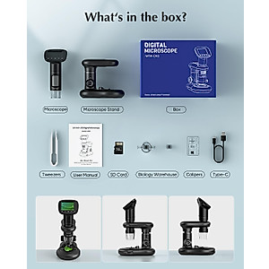 Sagefidere Handheld Digital Microscope with 2" LCD Screen,1000X Pocket Microscope for Kids with 8 LED Lights,Portable Microscope for Adults with Stand 32GB Memory Card