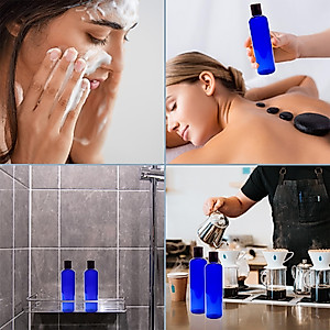 Cornucopia Brands 8oz Plastic Squeeze Bottles w/Disc Top Flip Cap (6-Pack, Blue); BPA-Free Containers For Shampoo, Lotions, Liquid Body Soap, Creams