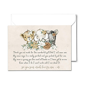 Paper Clever Party Flora Safari Baby Shower Thank You Cards with Envelopes - 25 Pack - 4x6 Blank Notes with Prefilled Message from Baby Girl - Greenery Jungle Design