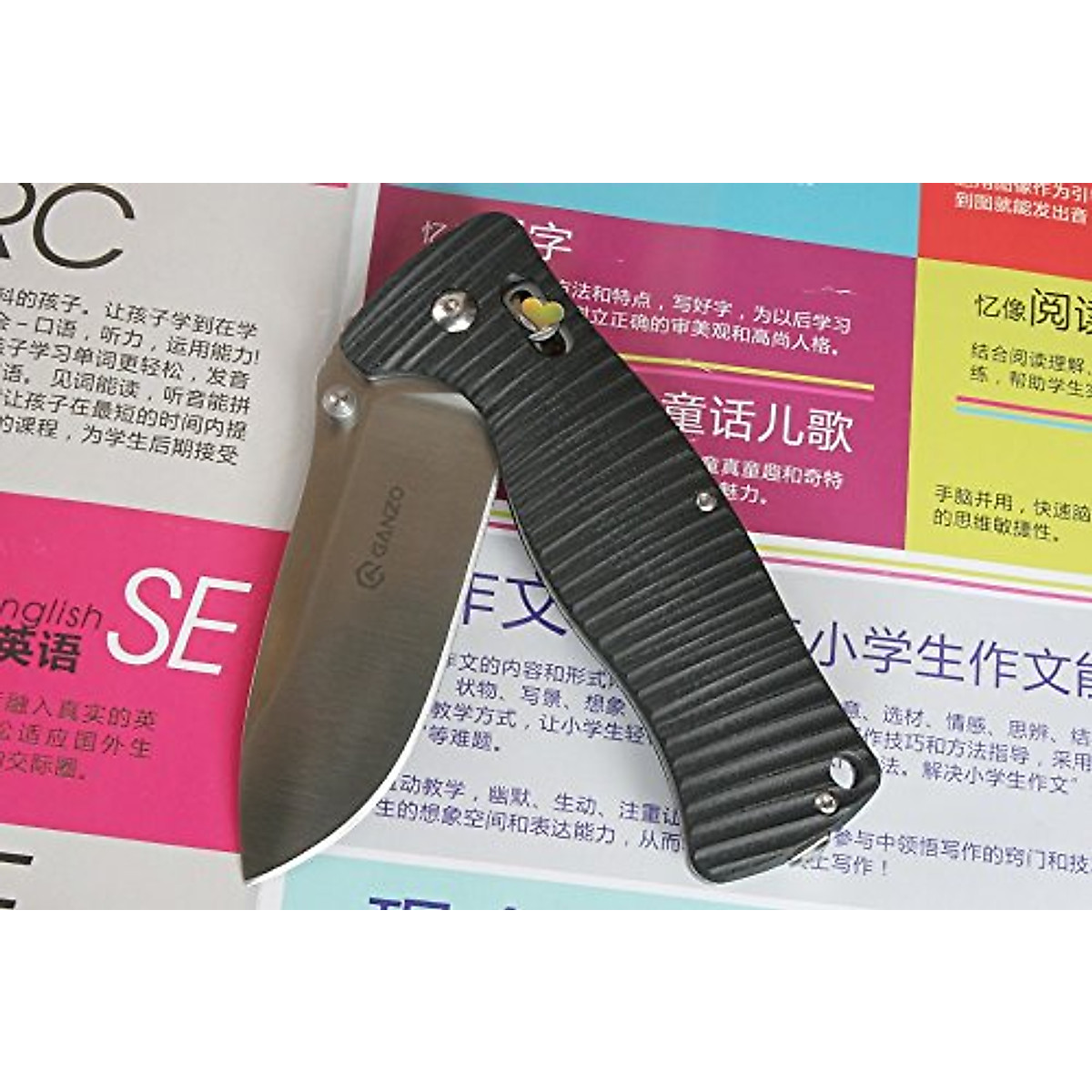 Ganzo G720-BK Tactical Folding Knife Multi Tool Window Breaker 440C Blade Black G10 Handle w/ Paper Box & Draw String Bag G720