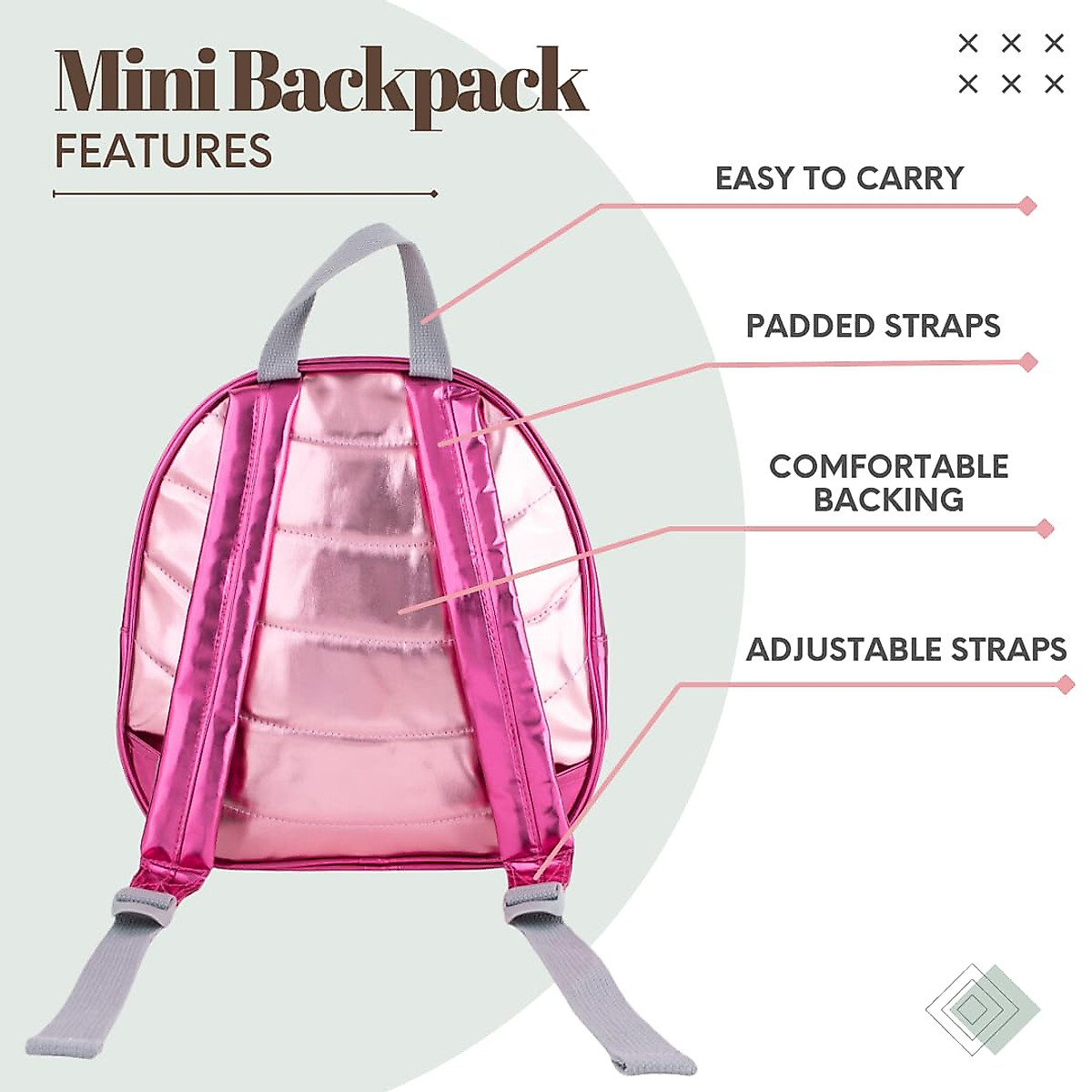 Milkdot Designer Mini Backpack, Vegan Leather, Perfect for Women, Men, Boys, Girls, Stylish for kids ages 3+ (Pink)