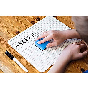 Double Sided Dry Erase Small White Board with Lines (12 Boards + 15 Pens/Erasers) - 9x12 Inch Dry Erase Board for Kids Lapboard, Mini Whiteboard, Small White Board Dry Erase for Students & Classroom