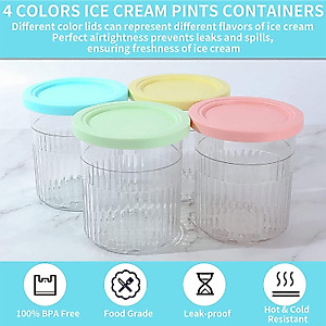 RAYPUR Creami Containers, for Ninja Creami Ice Cream Maker Pints,24 OZ Ice Cream Pints Bpa-Free,Dishwasher Safe for NC500 NC501 Series Ice Cream Maker