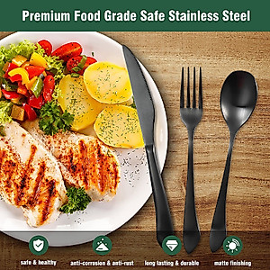 Matte Black Silverware Set - viishow 20-Piece Stainless Steel Flatware Set for 4, Matte Tableware Modern Satin Finished Kitchen Cutlery Set Eating Utensils Set, Dishwasher Safe