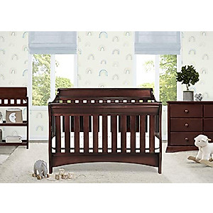 Delta Children Bentley S Series 4-in-1 Convertible Baby Crib, Black Cherry Espresso