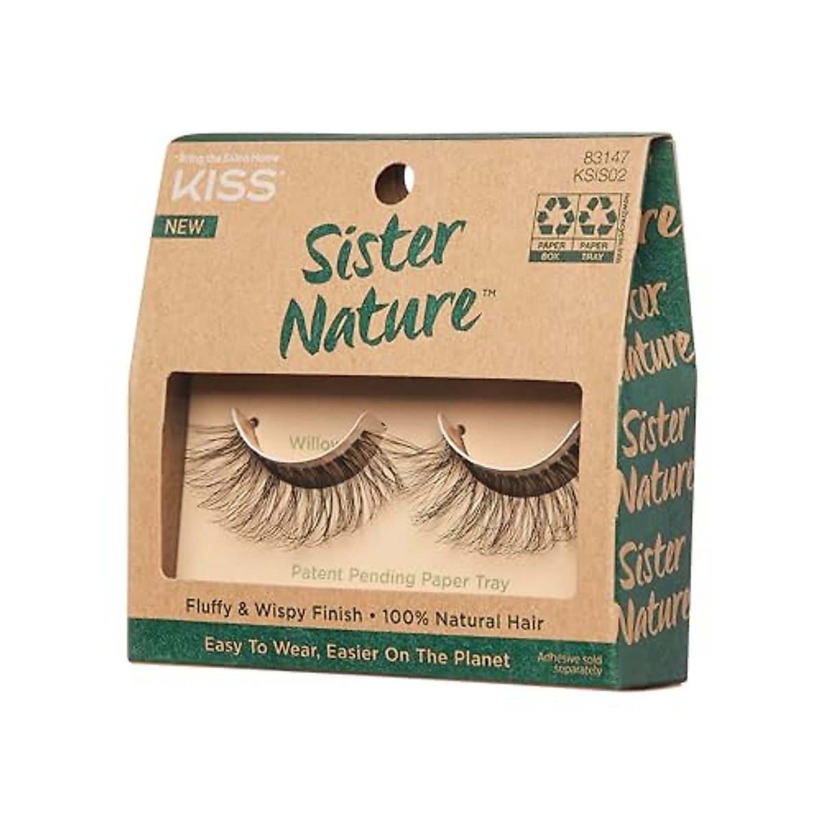 KISS Sister Nature False Eyelashes, Willow', 14 mm, Includes 1 Pair Of Lash, Contact Lens Friendly, Easy to Apply, Reusable Strip Lashes