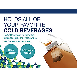 Arrow 2 Qt Bottle with Cap for Cold Drinks - Clear View Plastic Refrigerator Bottle with Easy-Pour Spout and Graduated Markings - Made in USA, BPA Free Plastic - Ideal for Water, Iced Tea, Juice