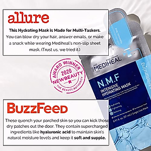 MEDIHEAL Official [Korea's No 1 Sheet Mask] - 10 Pack N.M.F Intensive Hydrating Mask/Ultra Moisturizing & Soothing 100% Cotton Sheet Facial Mask, NMF & Hyaluronic Acid & Witch Hazel Contained