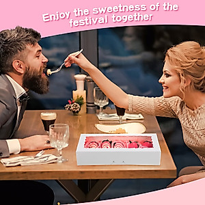 Zopeal 540 Pcs Valentines Day Cookie Strawberry Boxes with Window and Mini Cupcake Liner Set 40 Popup 12.5 x 5.5 x 2.5 Inch Treat Pastry Box and 500 Baking Cup for Valentines Baking Muffins Pastries