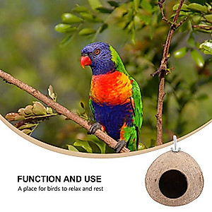 POPETPOP 1Pc Handmade Bird Nest Creative Coconut Shell Bird House Garden Decoration-Pet Supplies