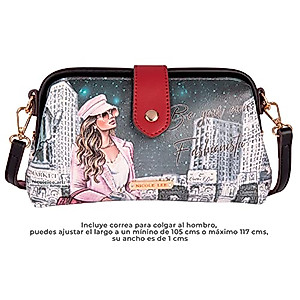 Nicole Lee Amaya Mini Crossbody, Multi Zip Compartments, Adjustable Detachable Crossbody Strap, Small (Sara is Soft but Strong)