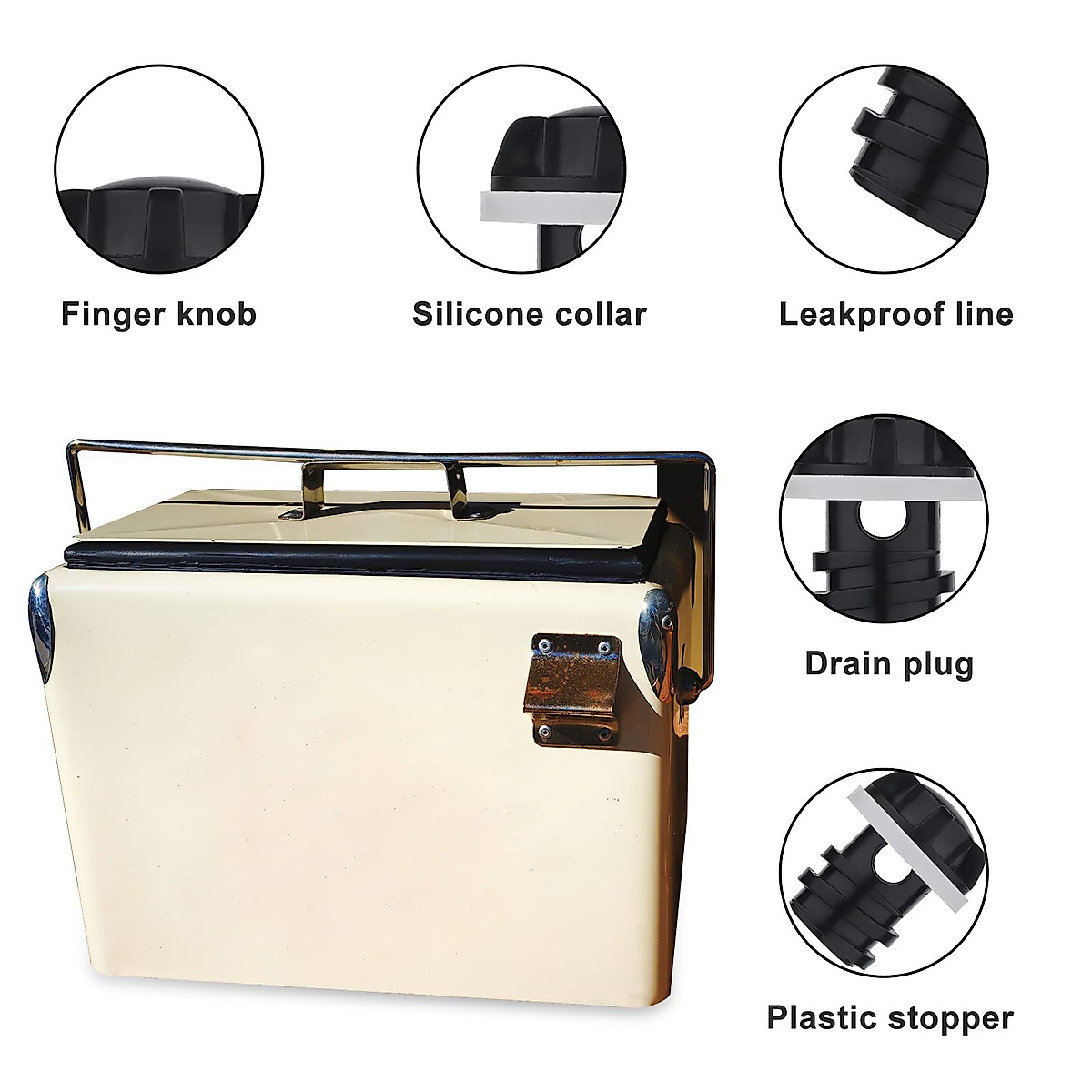 2 Pack Cooler Drain Plug, Replacement Cooler Drain Plug Compatible with Yeti's Line of Roadie, Tundra, and Tank Coolers Fit for ORCA Coolers (Black, Orange)