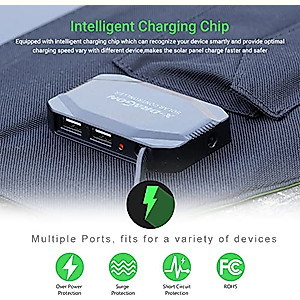 X-DRAGON 70W Monocrystalline Foldable Solar Panel (5V USB with Solar IQ + 18V DC+ Parallel Port) Water Resistant Charger for Portable Generator,car Battery,Cellphone, Tablet,and More (18V 70W)