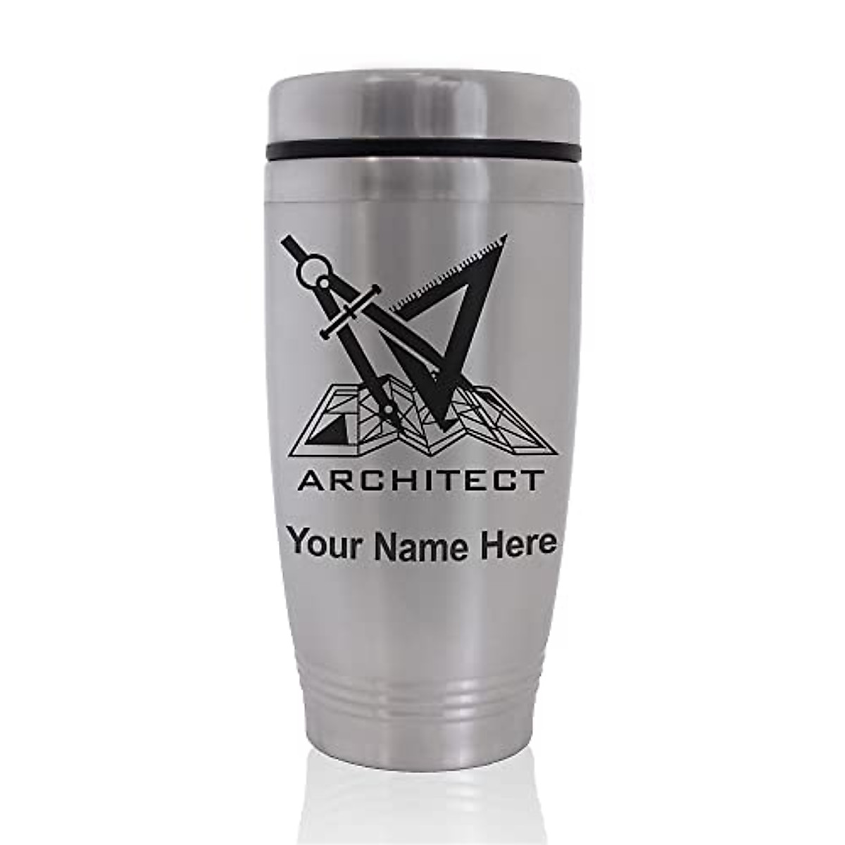 SkunkWerkz Commuter Travel Mug, Architect Symbol, Personalized Engraving Included